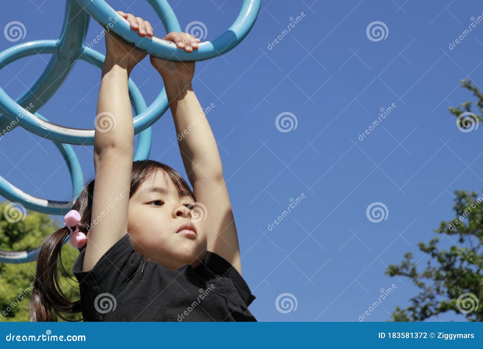 Japanese Girl Playing with a Monkey Bars Stock Photo - Image of park ...