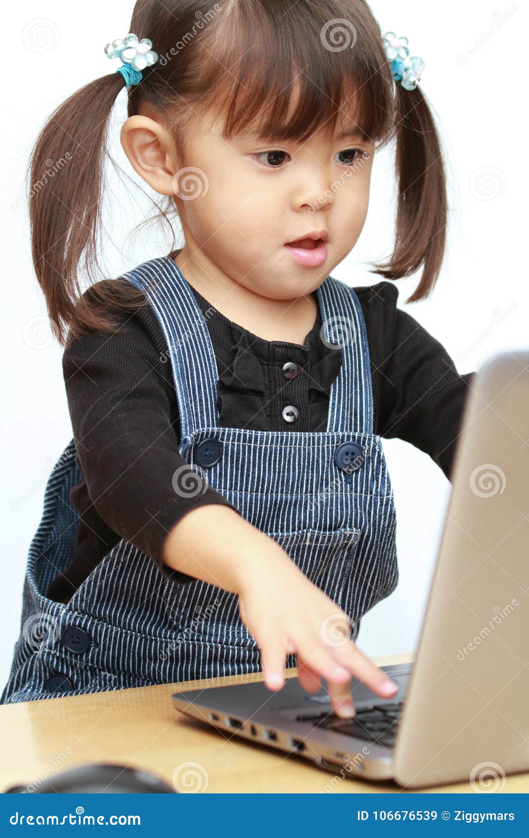 Japanese Girl Using Notebook PC Stock Image - Image of years, three ...