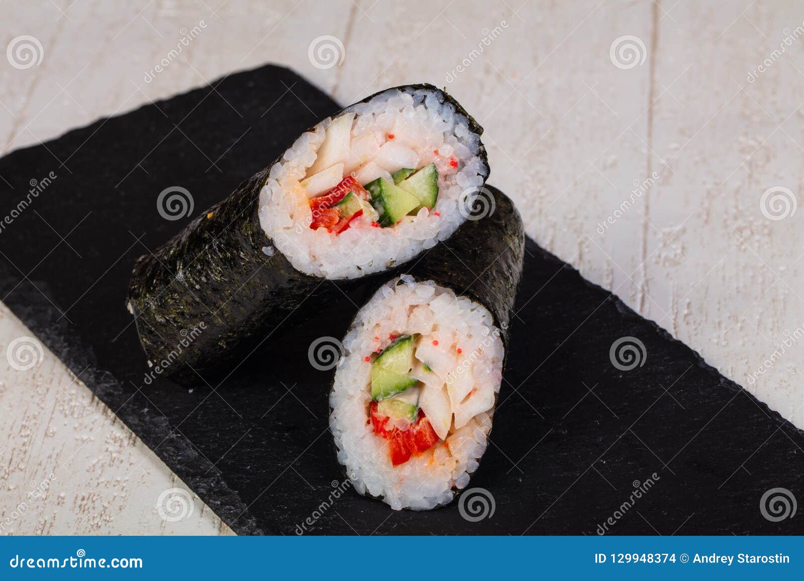 Japanese hand roll stock photo. Image of gourmet, closeup - 129948374