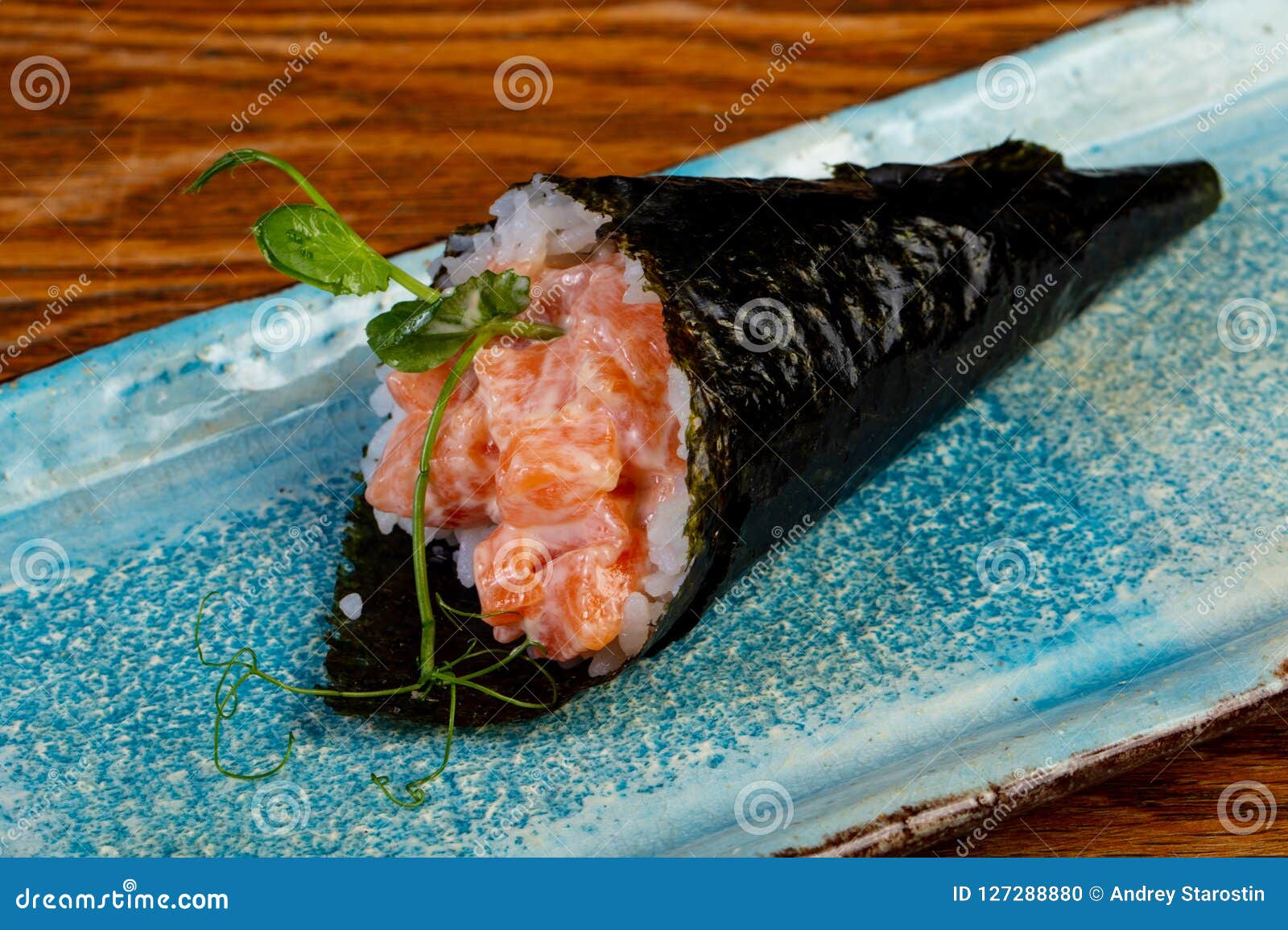 Japanese handroll temaki stock photo. Image of restaurant - 127288880