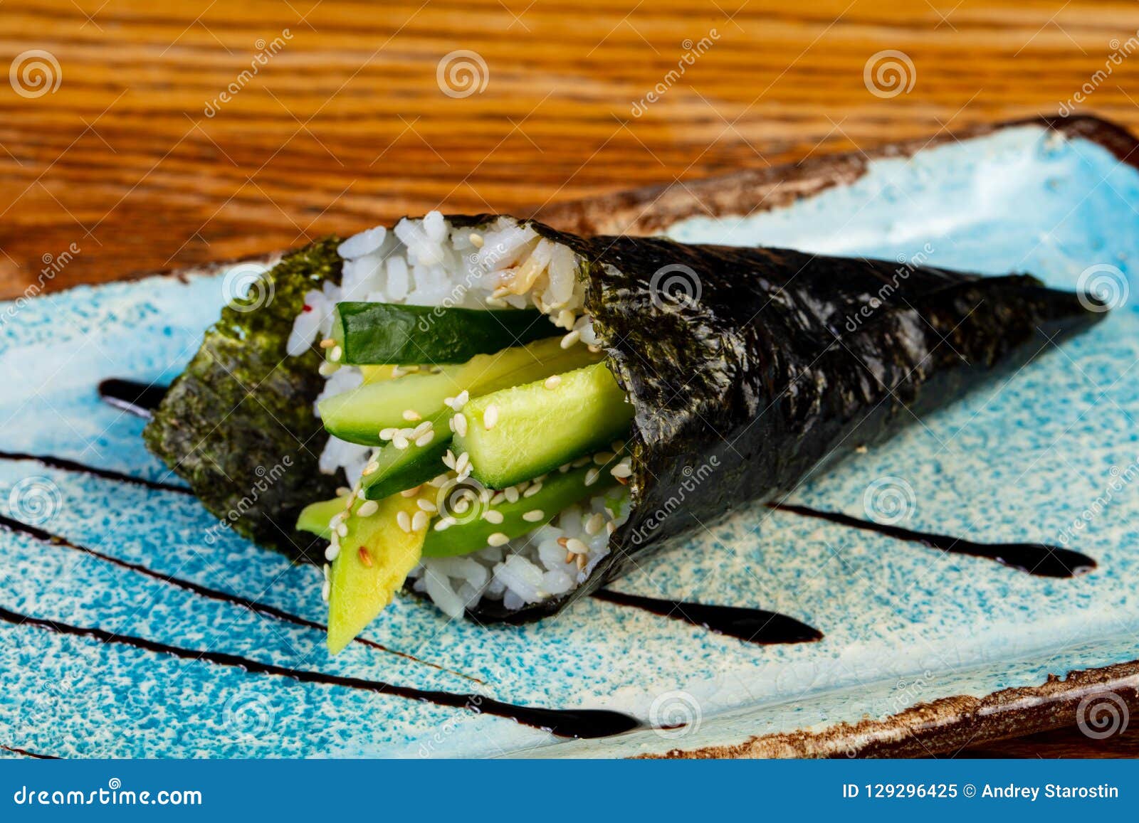 Japanese handroll temaki stock image. Image of dish - 129296425