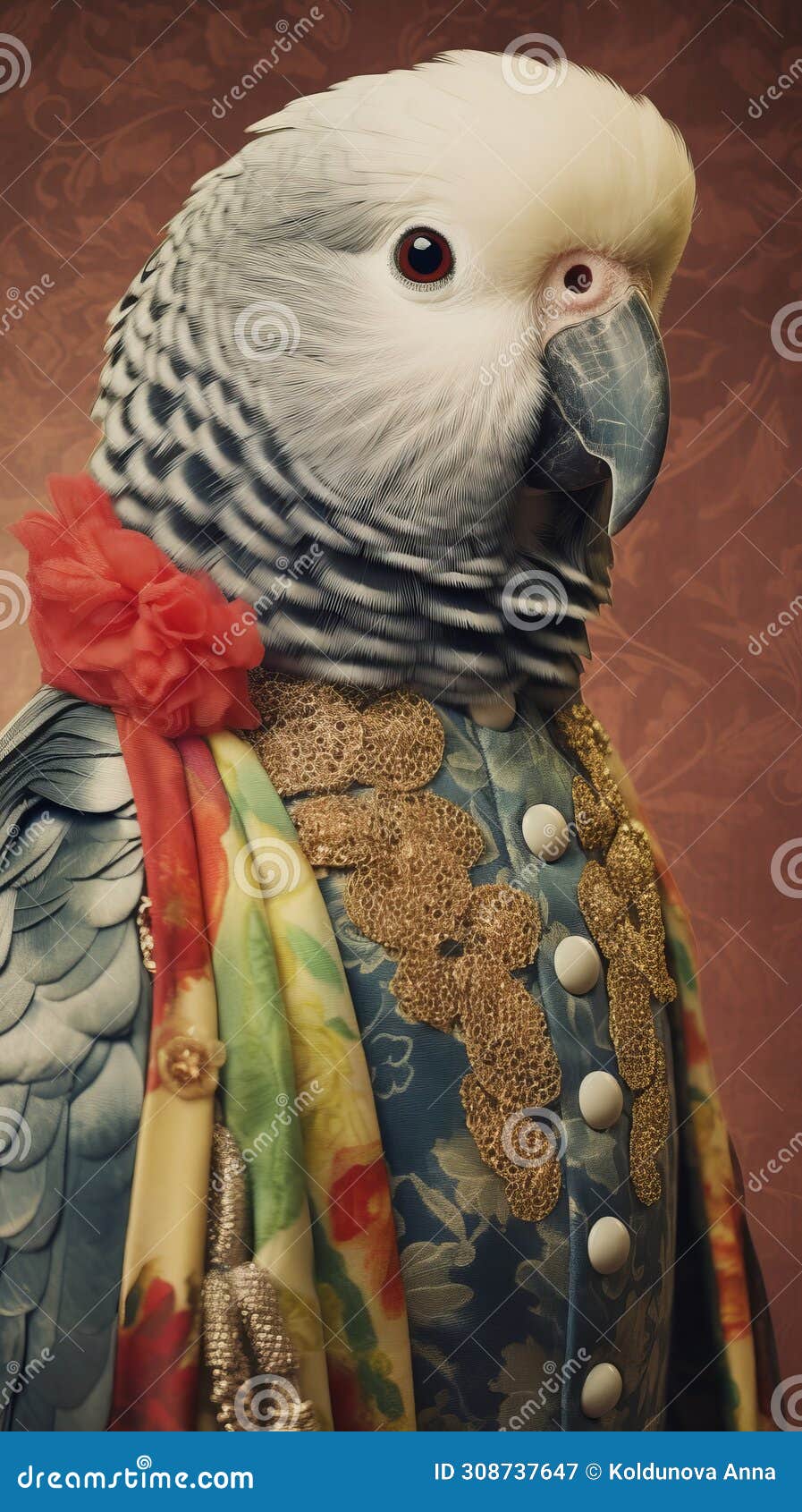 Handsome Parrot, Dressed in Flowered Clothes Created with Generative AI ...