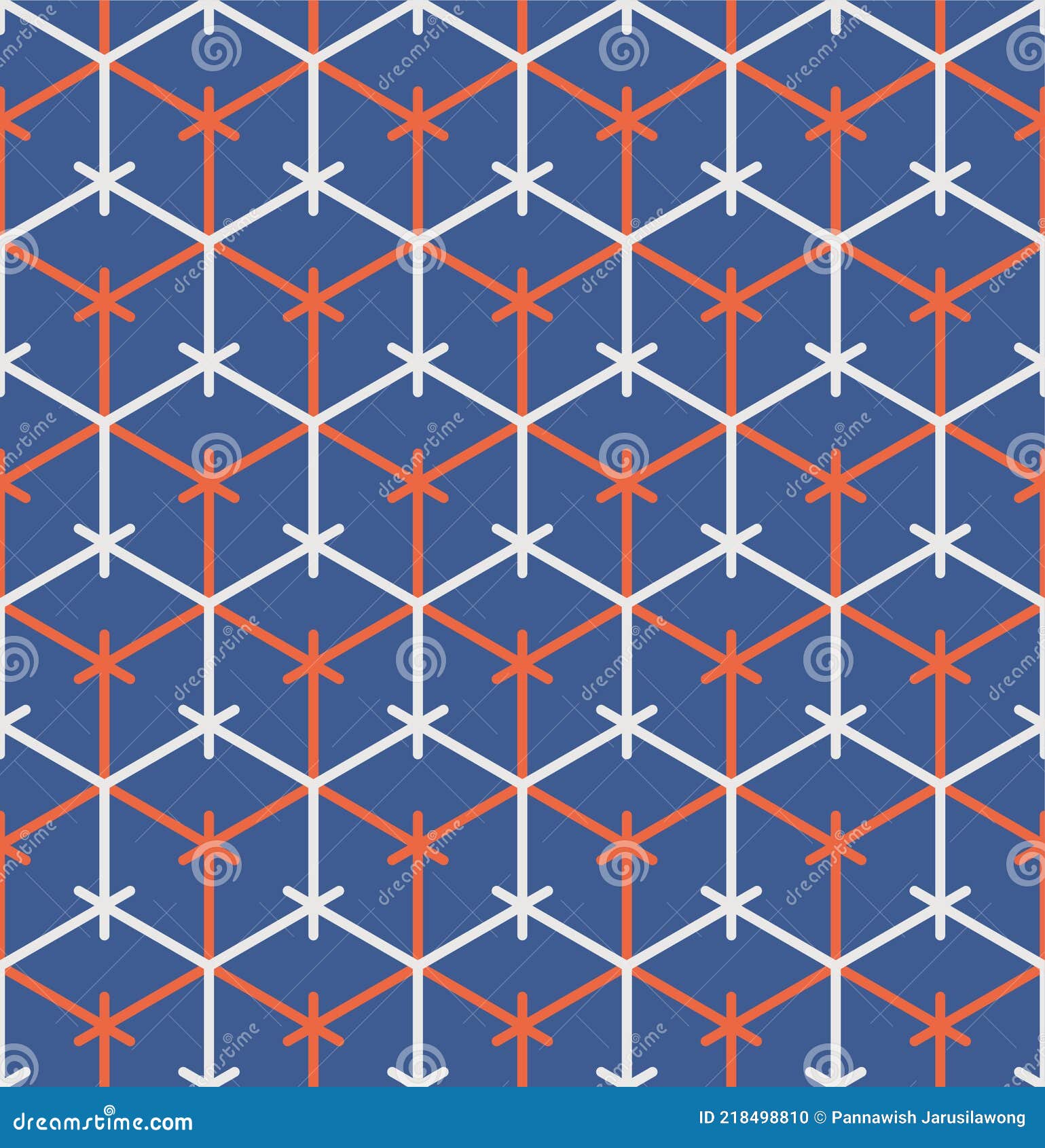 Japanese Hexagon Cross Stick Vector Seamless Pattern Stock Vector ...