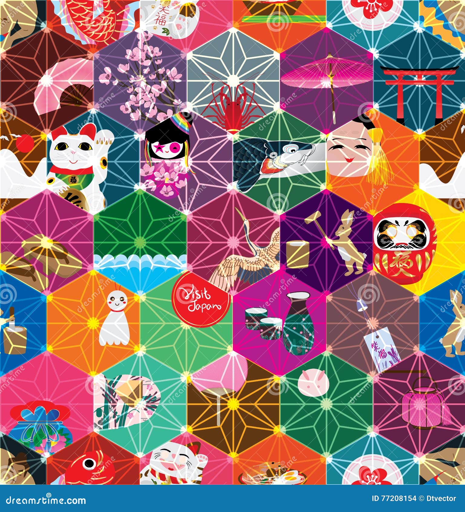 Japanese Hexagon Star Effect Seamless Pattern Stock Vector ...