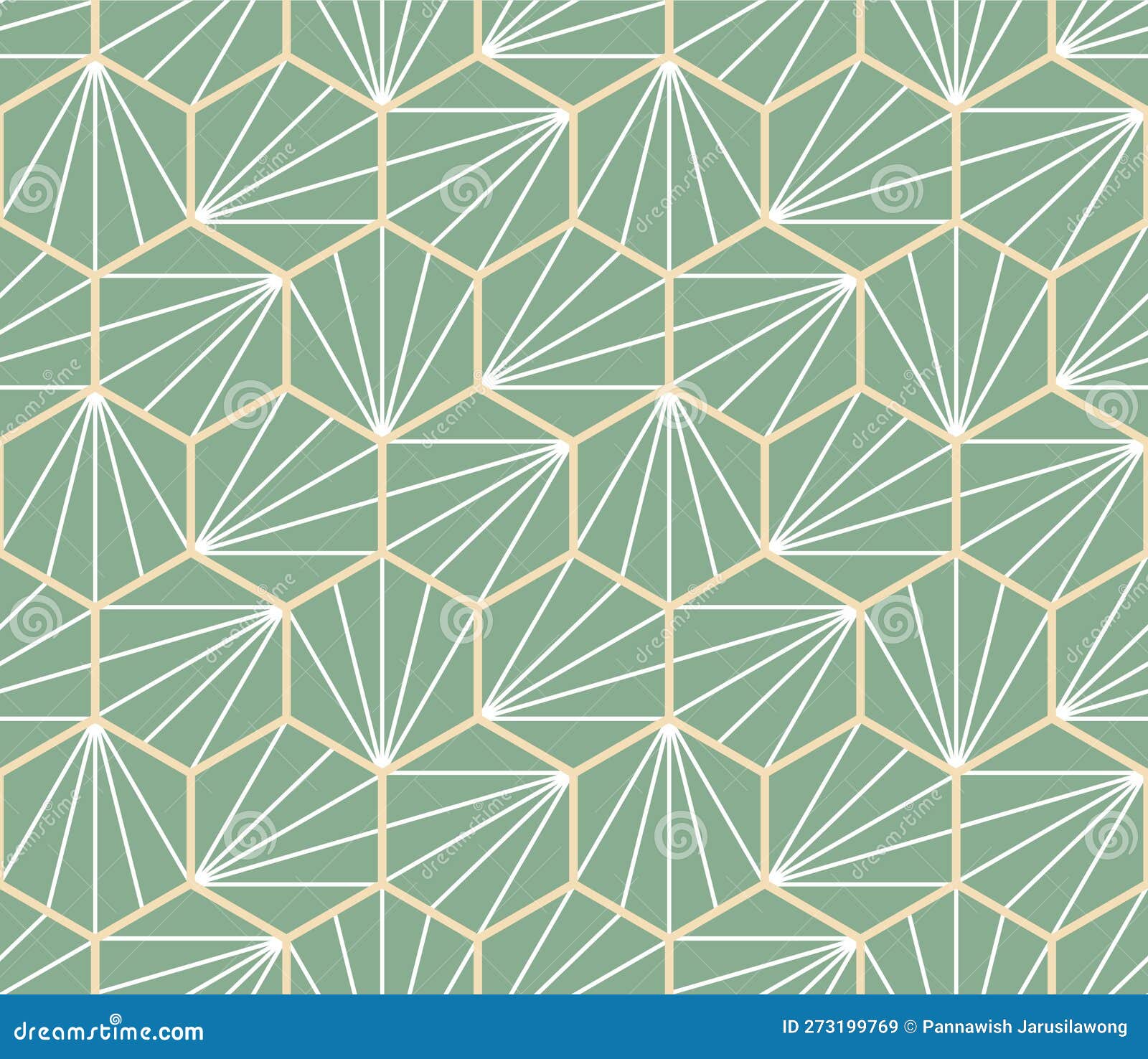 Japanese Hexagon Triangle Line Vector Seamless Pattern Stock Vector ...