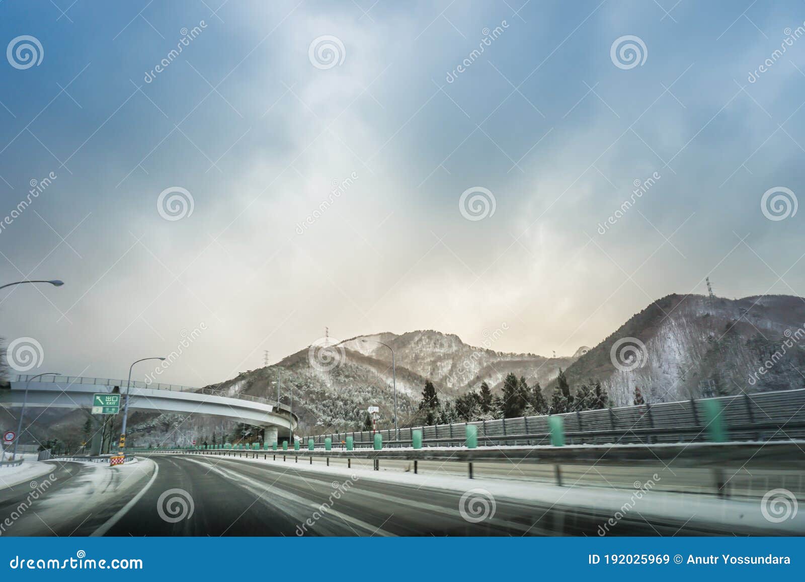 Japanese Highway Snow Mountain in Winter Stock Image - Image of snow ...