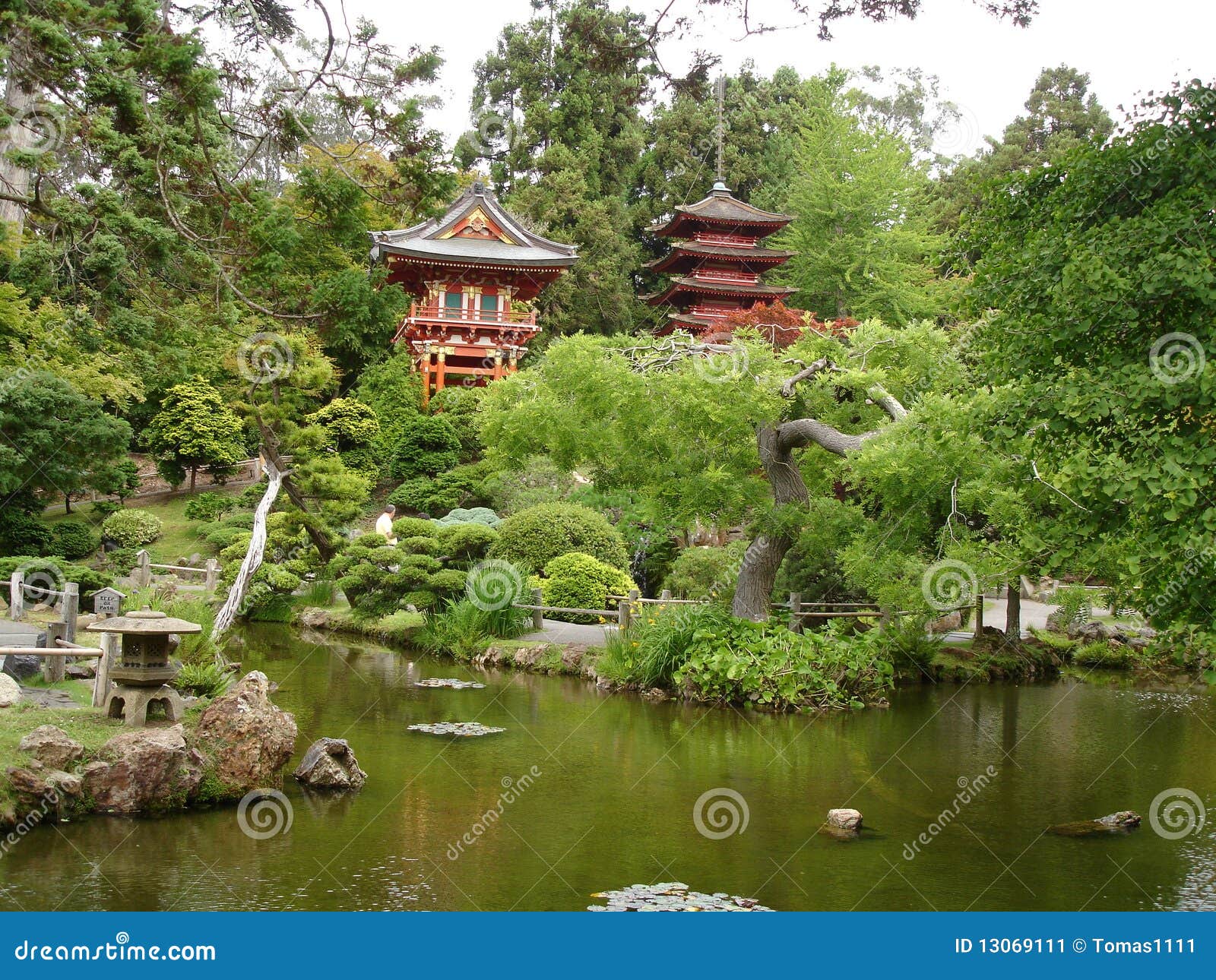 Japanese House and Garden with Lake Stock Image - Image of ancient ...