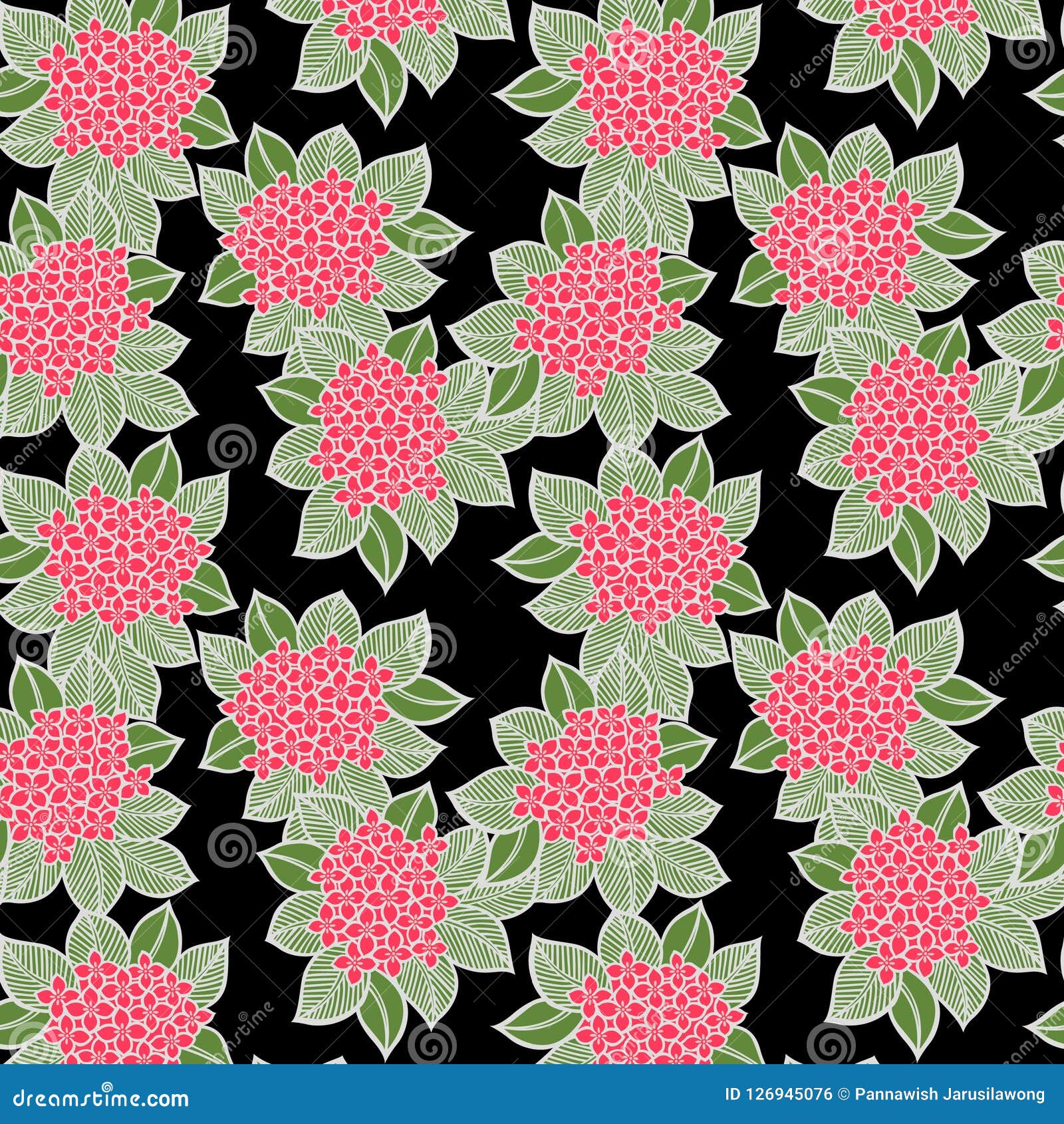 Japanese hydrangea pattern stock vector. Illustration of color - 126945076