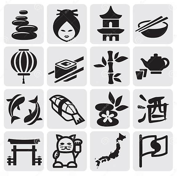 Japanese icon set stock vector. Illustration of asian - 25926482