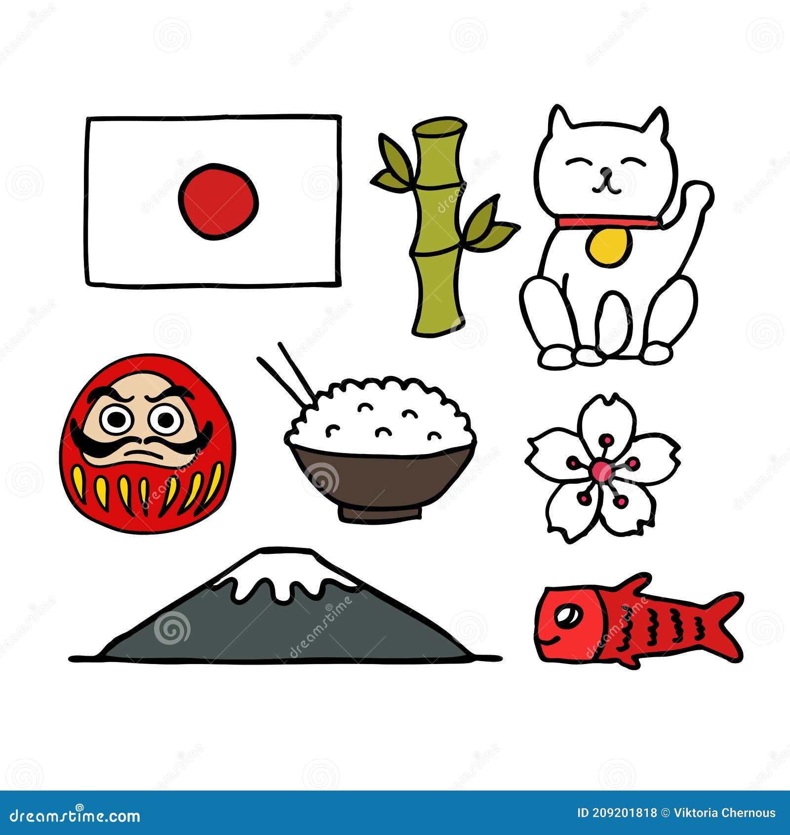 Japanese Icons Icons Set, Vector Color Illustration | CartoonDealer.com ...