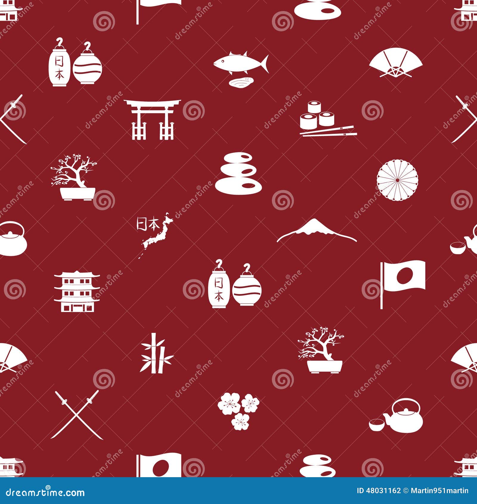 Japanese Icons Seamless Pattern Eps10 Stock Vector - Illustration of ...
