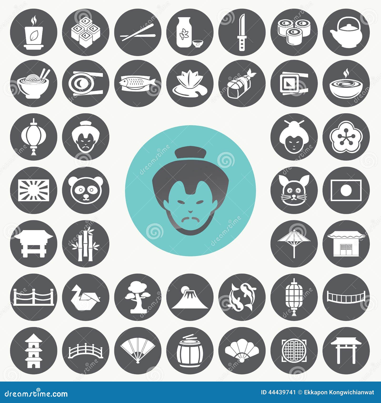 Japanese icons set. stock illustration. Illustration of sword - 44439741
