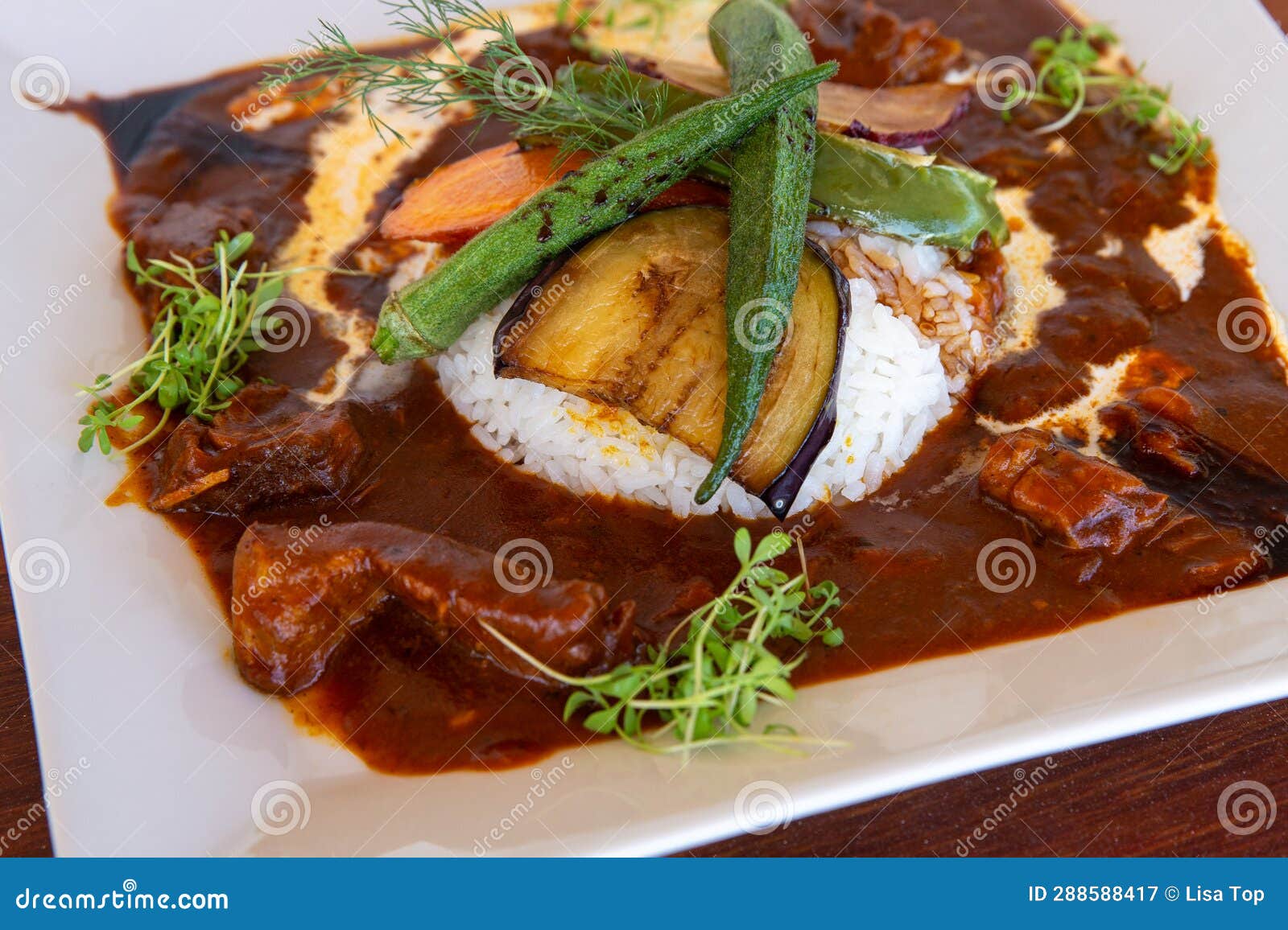 Japanese Inspired Curry Dish Stock Image - Image of garnished, seafood ...