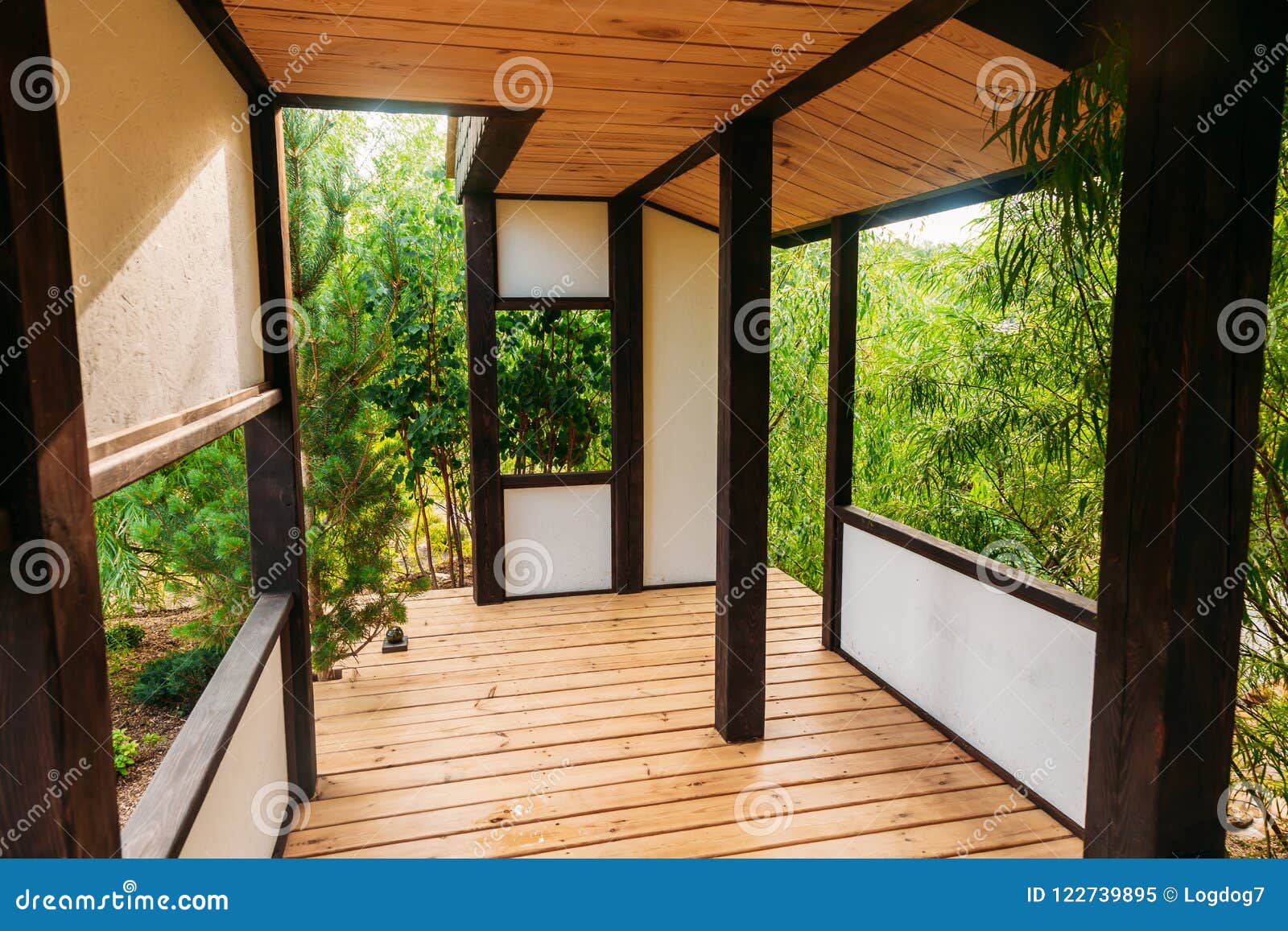 Japanese Interior with Green Trees Stock Image - Image of door, japan ...