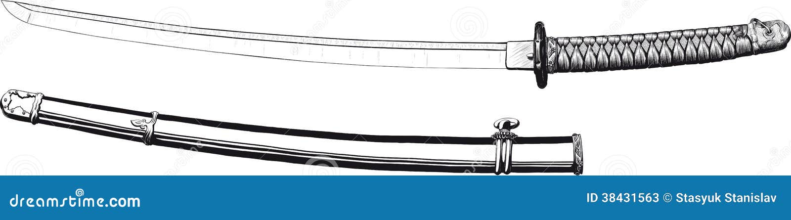 Japanese Katana and Scabbard Stock Vector - Illustration of people ...