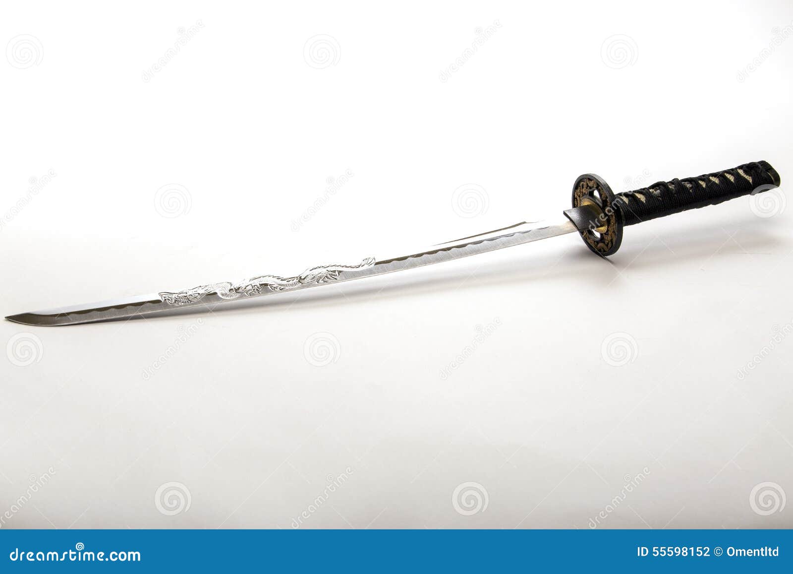 Japanese Katana Sword With Loft Concrete Background. Royalty-Free Stock ...