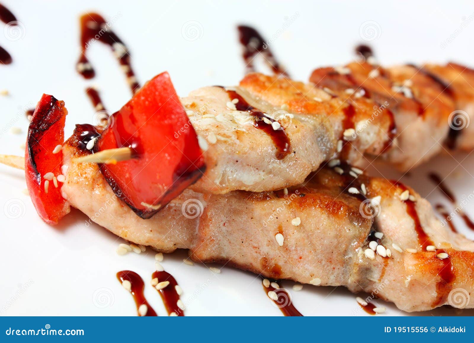 Japanese Kebabs with Salmon Stock Photo - Image of culture, cooked ...