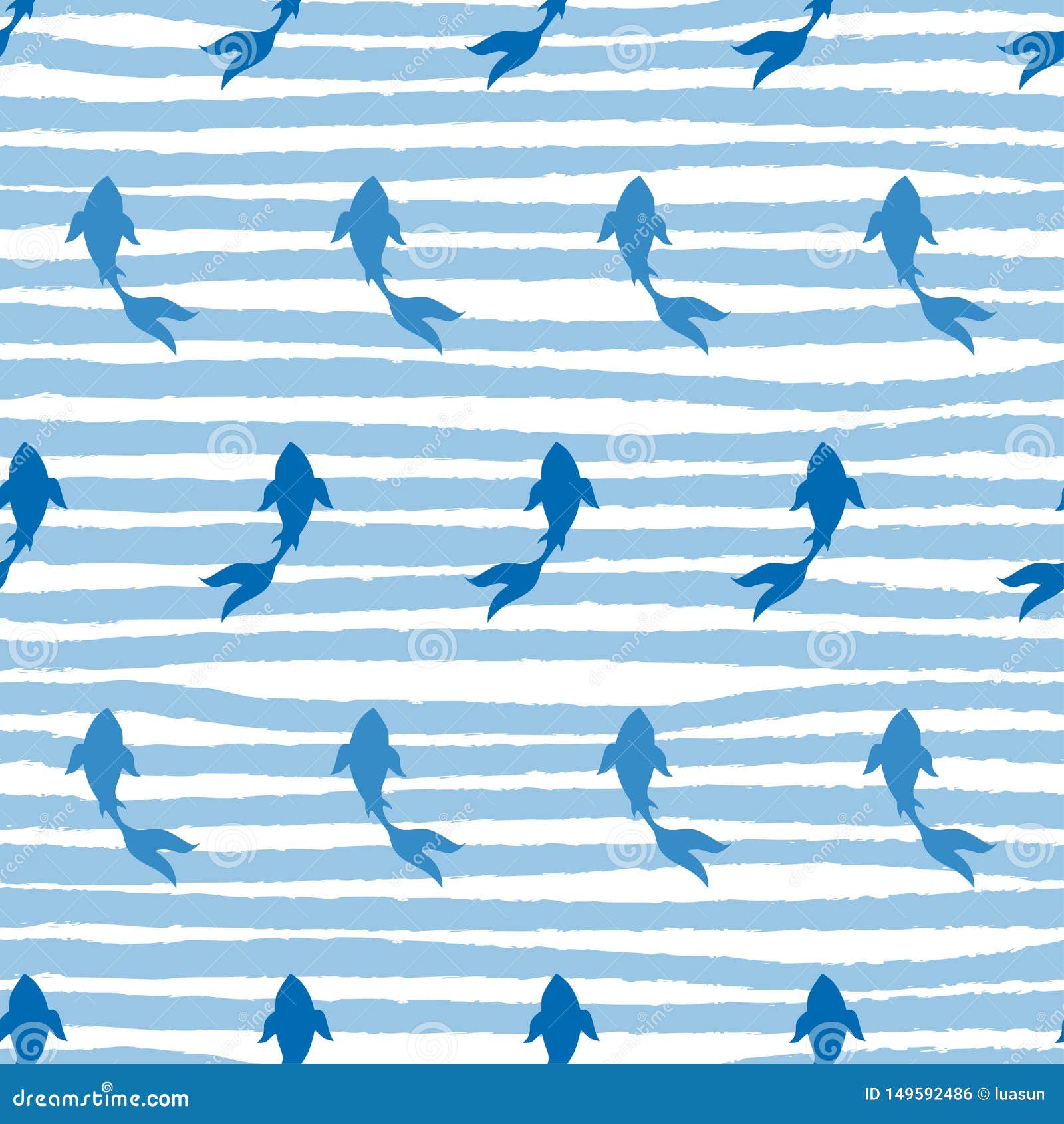 Japanese Koi-koi Fish on Strips Endless Pattern Stock Vector ...