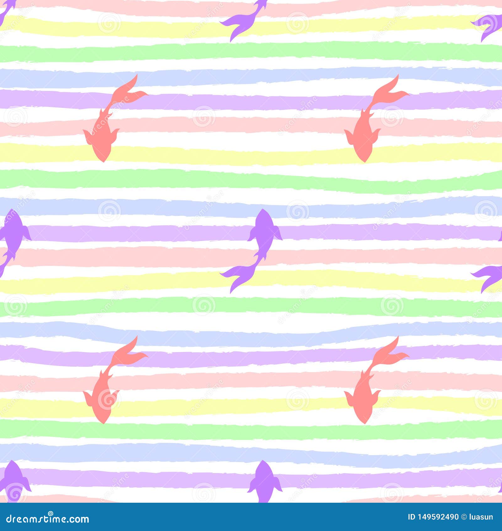 Japanese Koi-koi Fish on Strips Endless Pattern Stock Vector ...