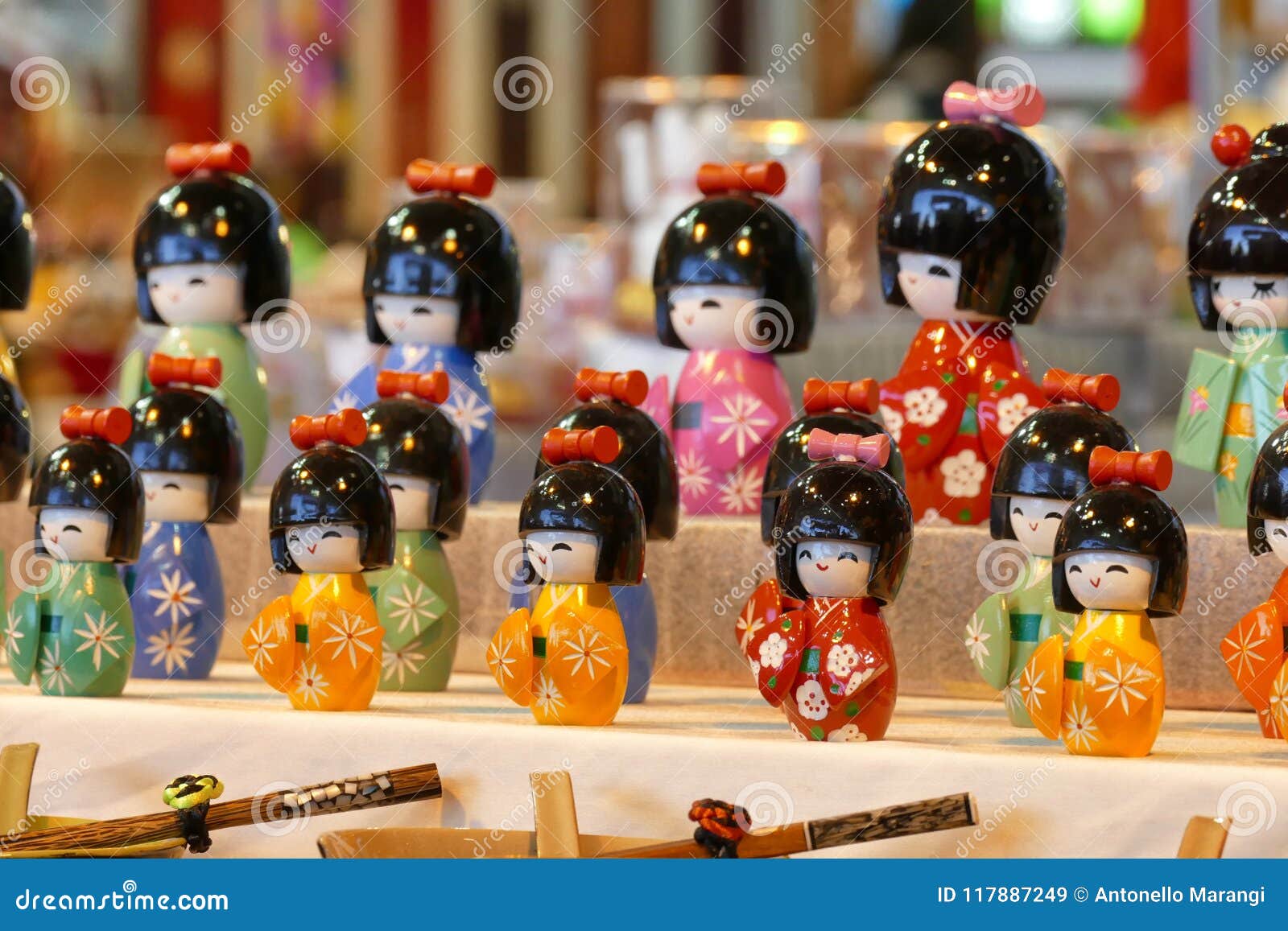 Japanese Kokeshi Dolls In Kimono Suit Stock Image Image Of Decoration
