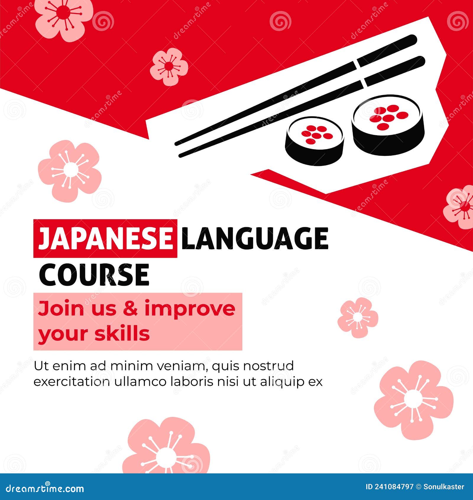 Japanese Language Course Join and Improve Skills Stock Vector ...