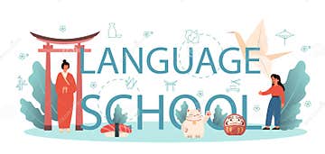 Japanese Language School Typographic Header. Language School Stock ...
