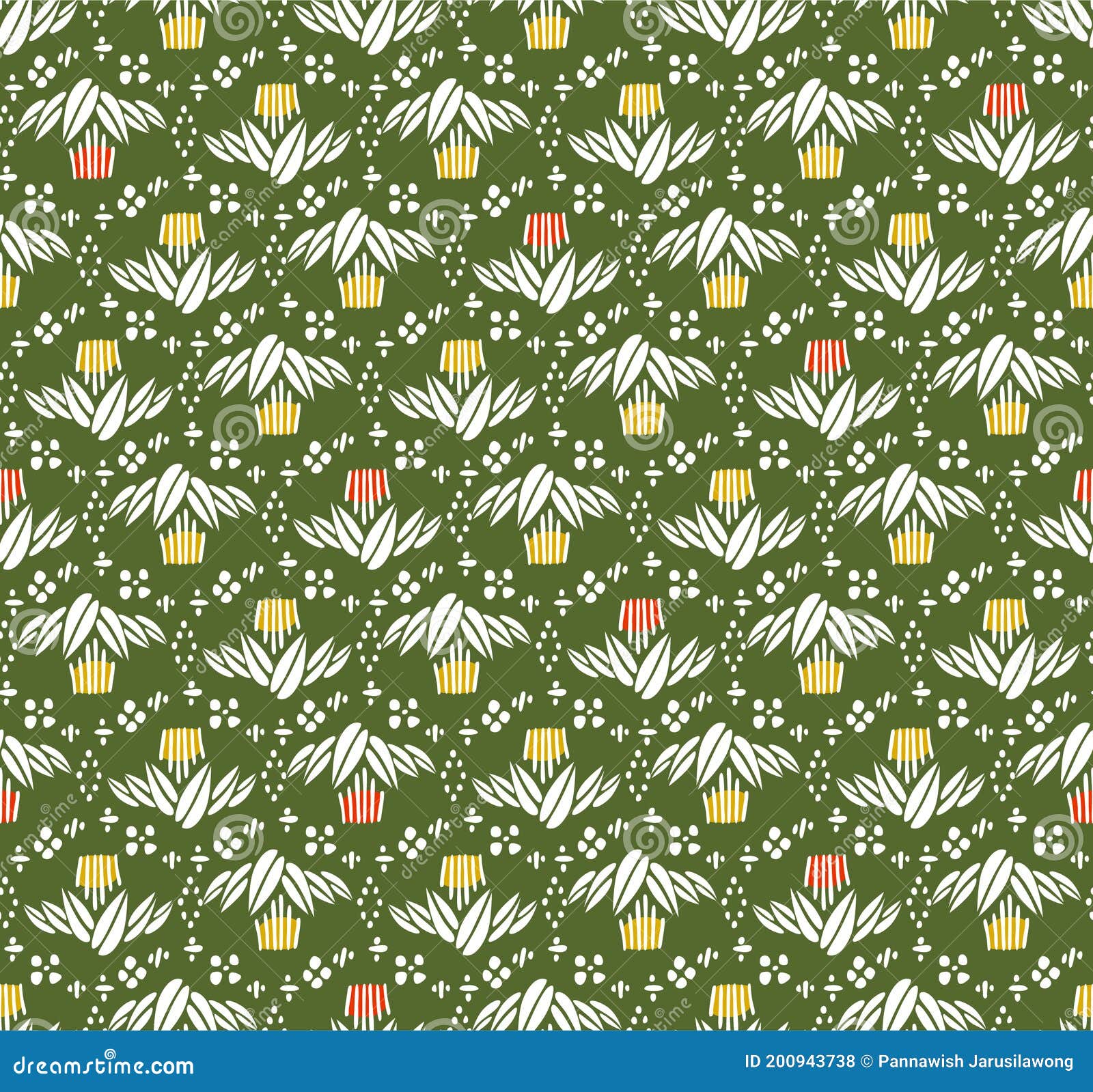 Japanese Leaf Bush Vector Seamless Pattern Stock Vector - Illustration ...