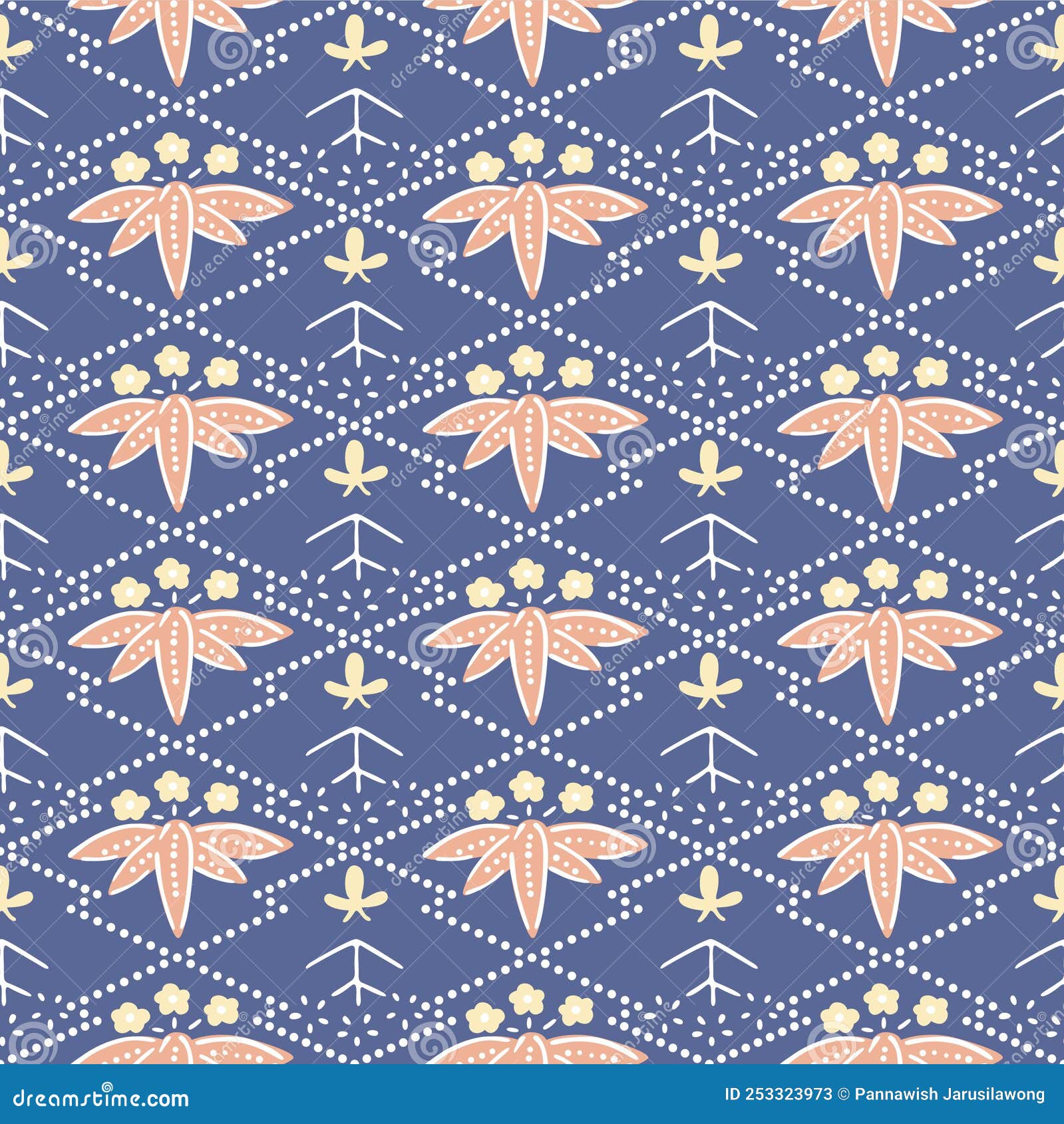 Japanese Leaf Motif Diamond Vector Seamless Pattern Stock Vector ...