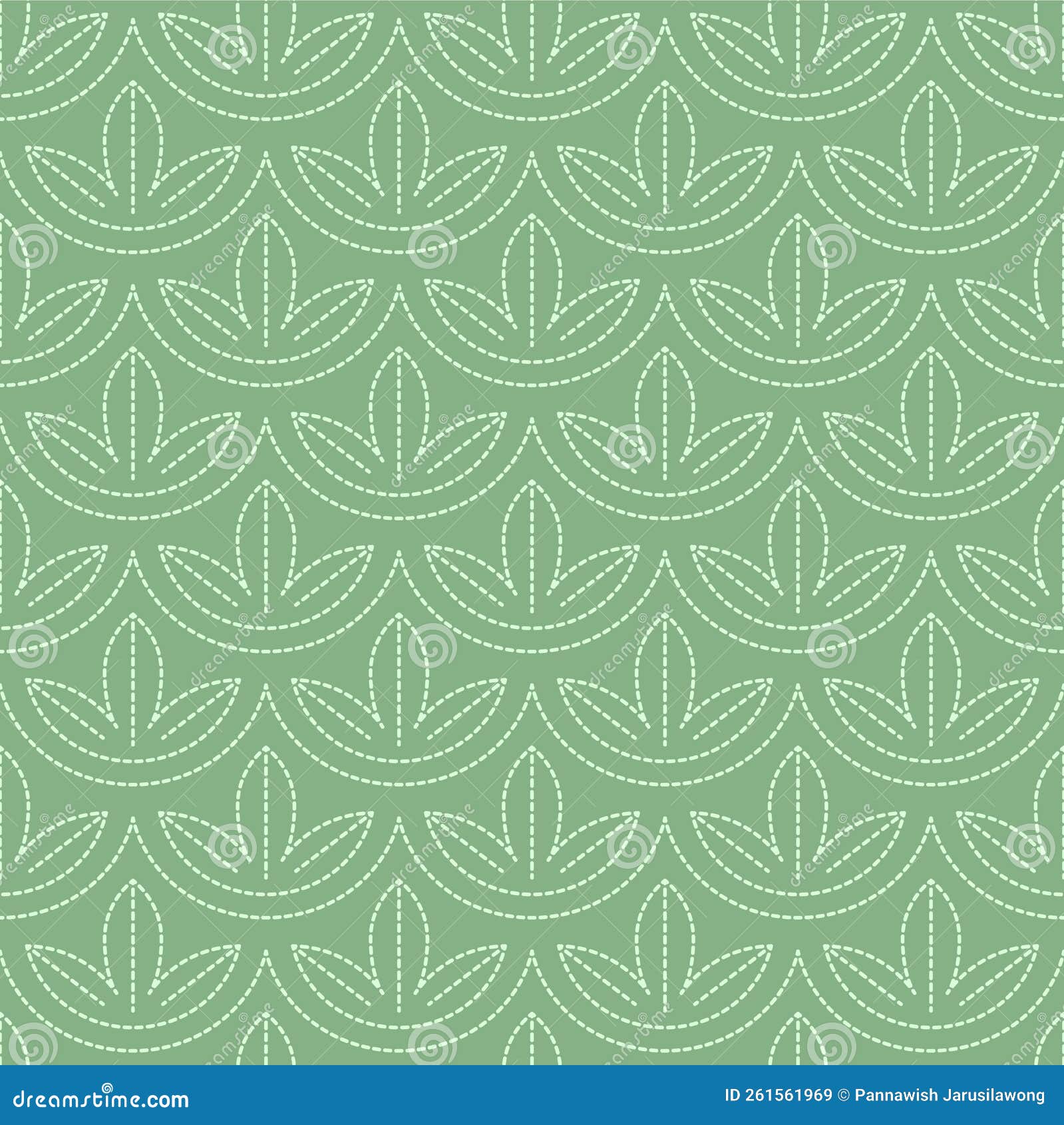 Japanese Leaf Motif Line Vector Seamless Pattern Stock Vector ...