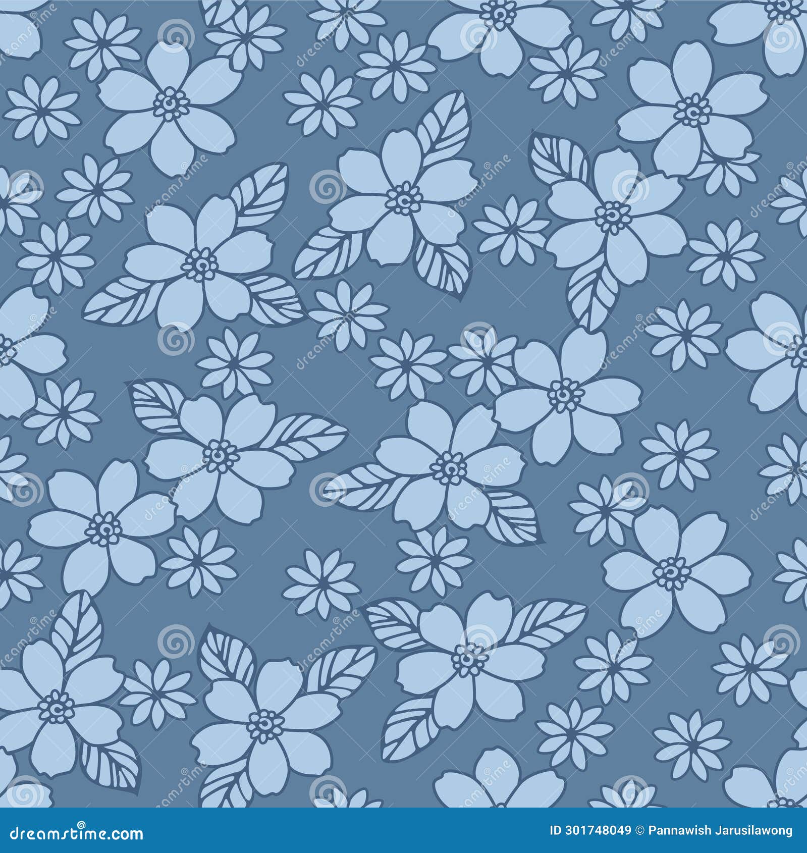 Japanese Line Art Floral Vector Seamless Pattern | CartoonDealer.com ...