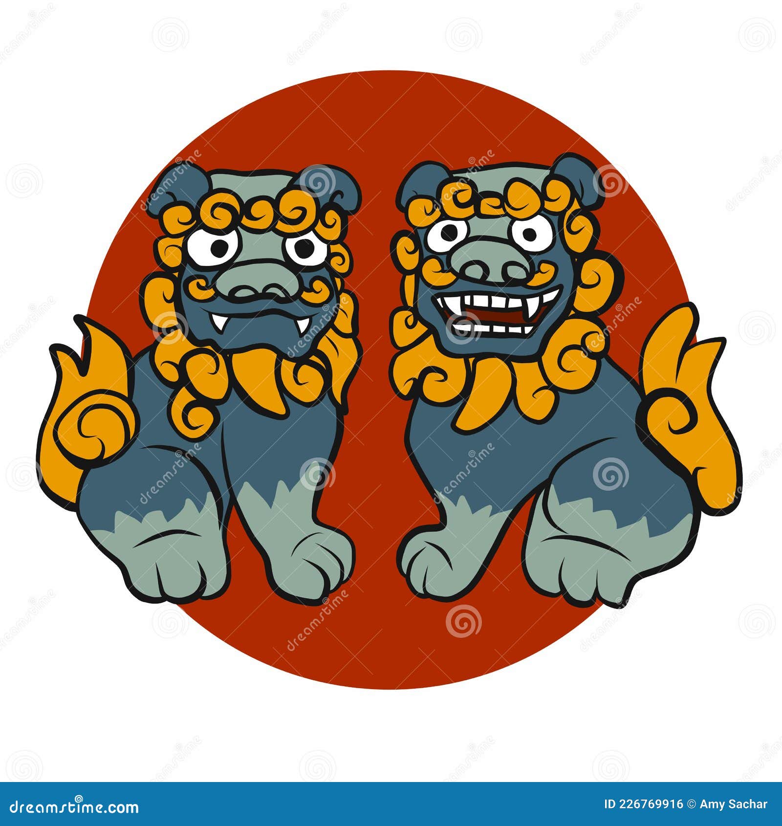 Japanese Lion With Sparkle Eyes Cartoon Vector | CartoonDealer.com ...
