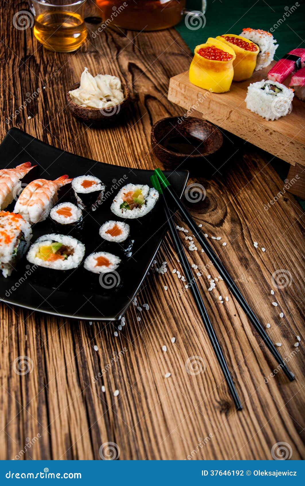 Japanese Lunch, Fresh Sushi Set Stock Photo - Image of fresh, japan ...