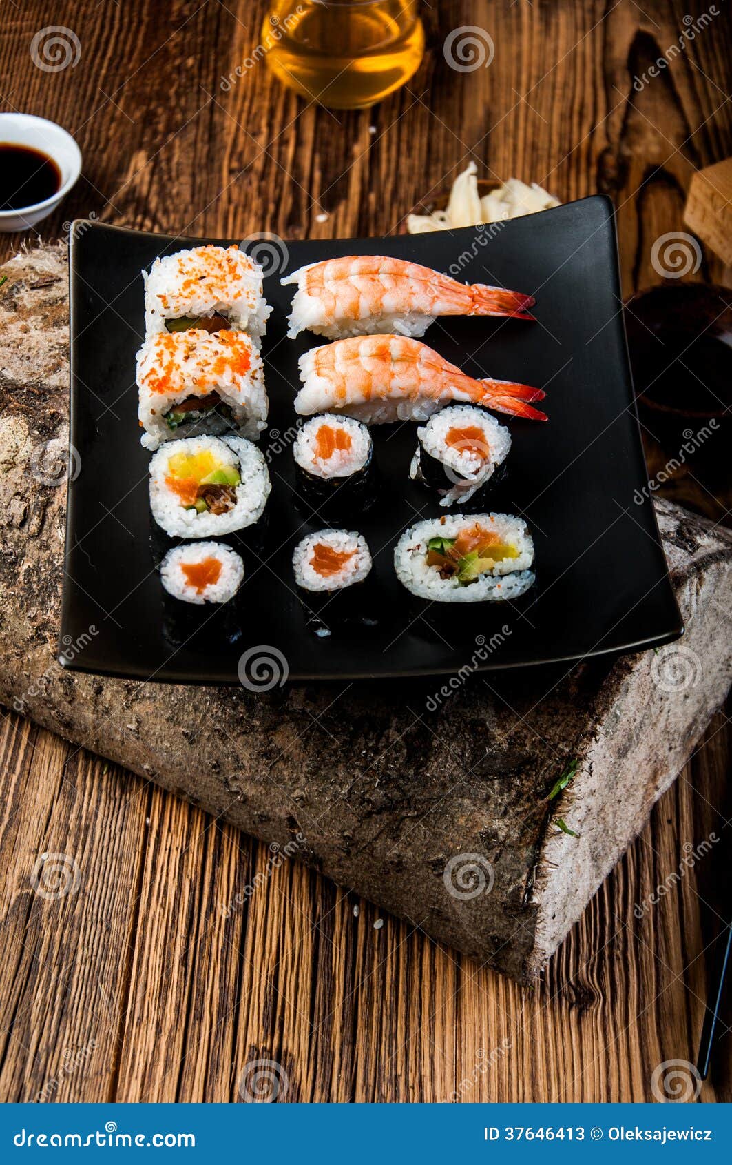 Japanese Lunch, Fresh Sushi Set Stock Image - Image of plate, bread ...
