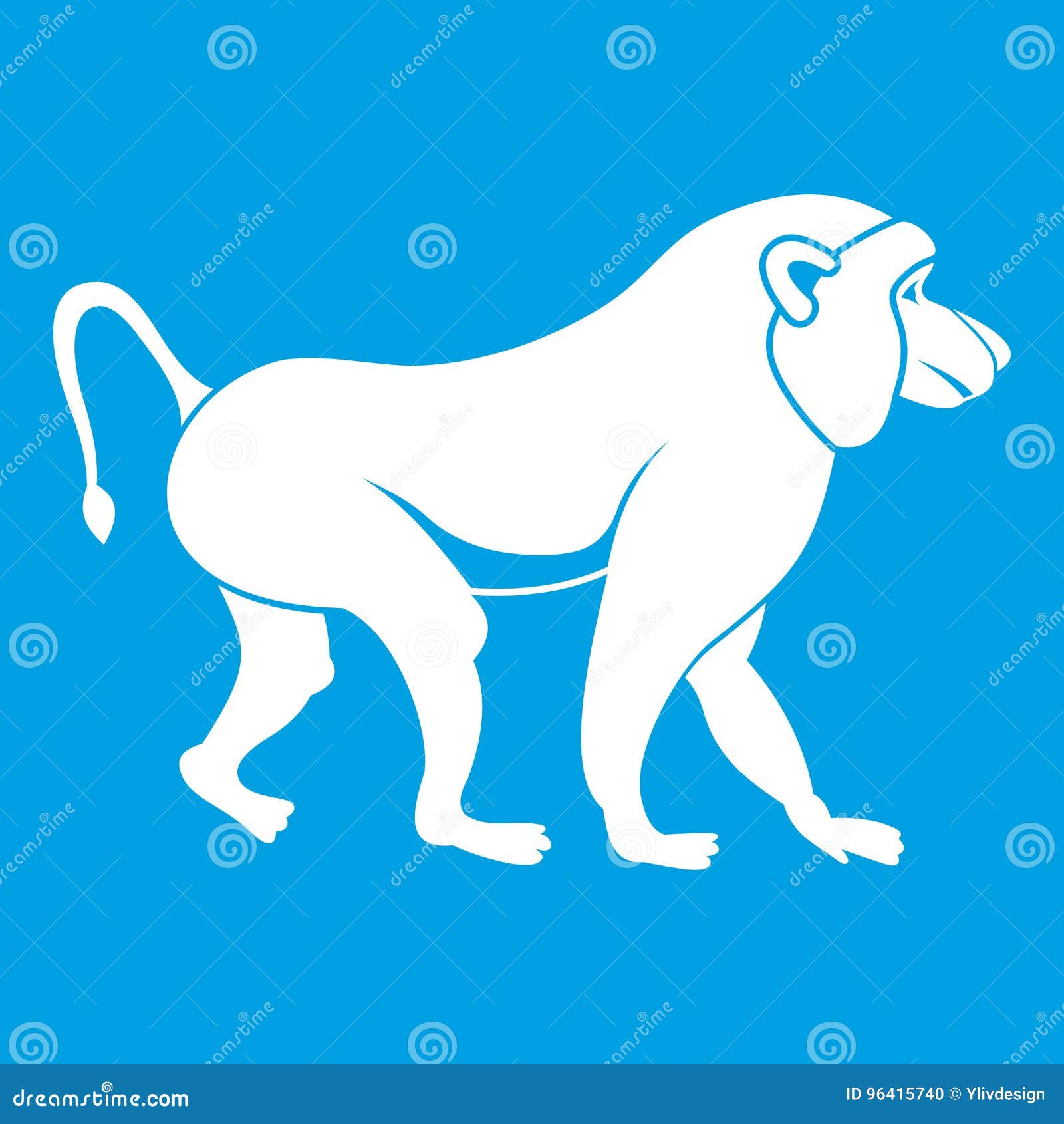 Japanese Macaque Icon White Stock Vector - Illustration of forest ...
