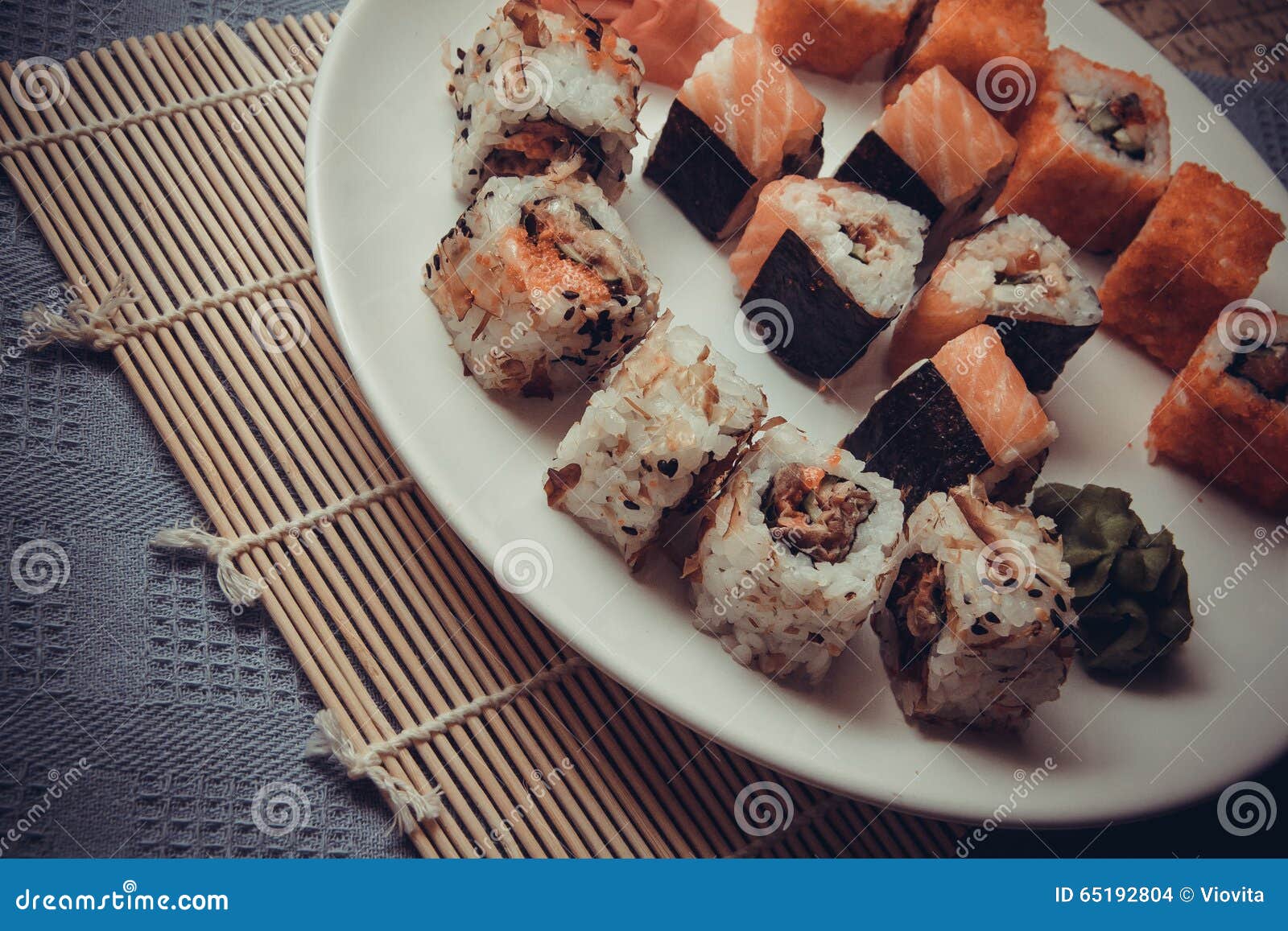 Japanese maki on plate stock photo. Image of maki, object - 65192804
