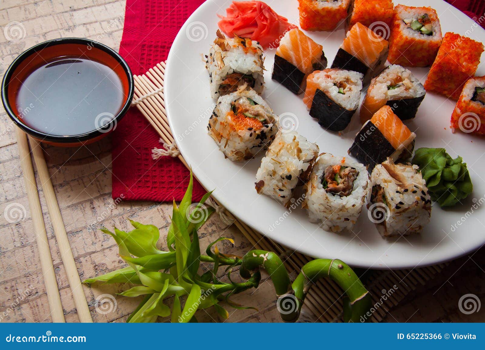 Japanese maki on plate stock photo. Image of green, appetizer - 65225366