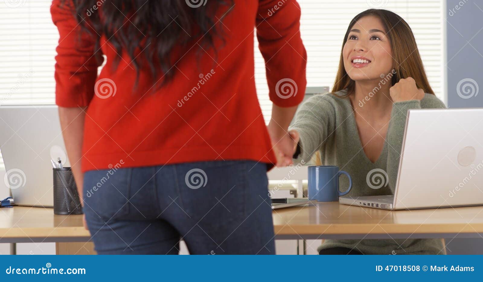 Japanese Manager Happy with Employee Stock Photo - Image of confident ...