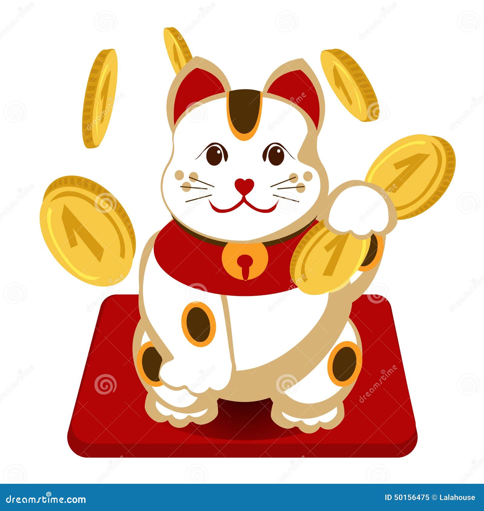 Japanese maneki neko stock vector. Illustration of symbol - 50156475