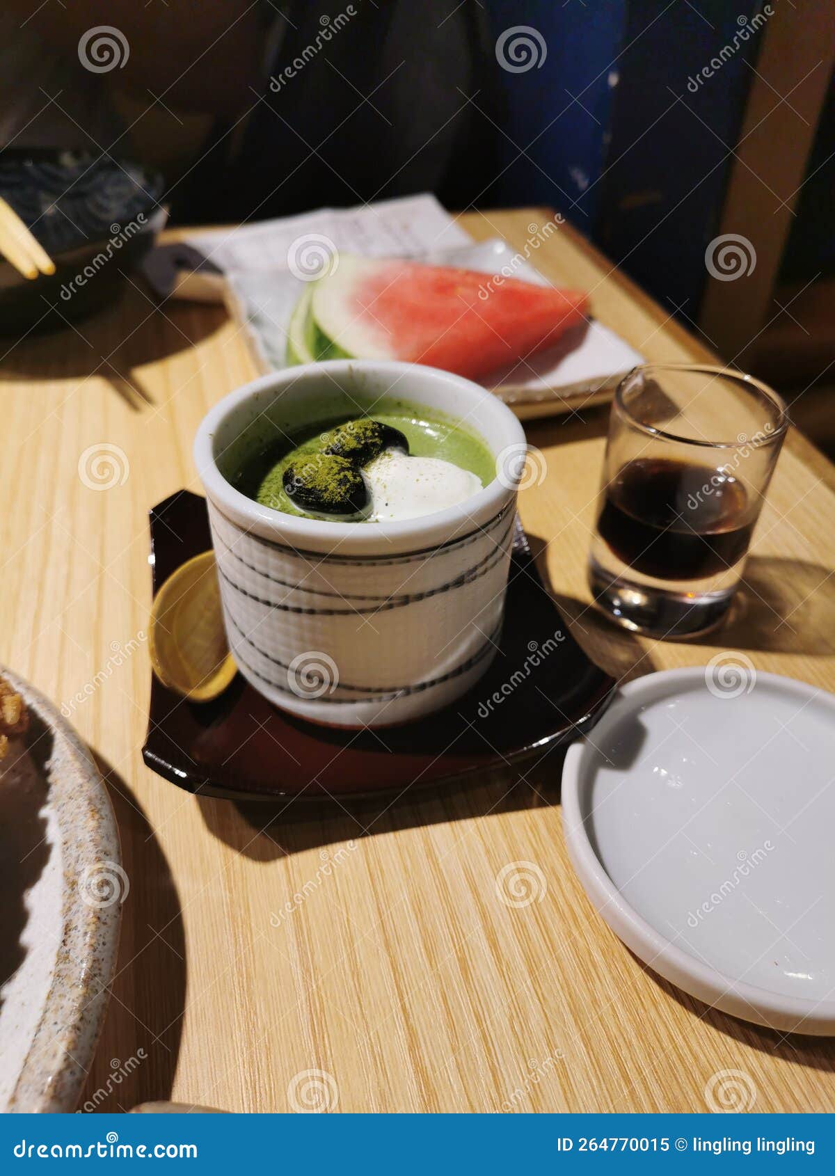 Japanese matcha pudding stock image. Image of breakfast - 264770015
