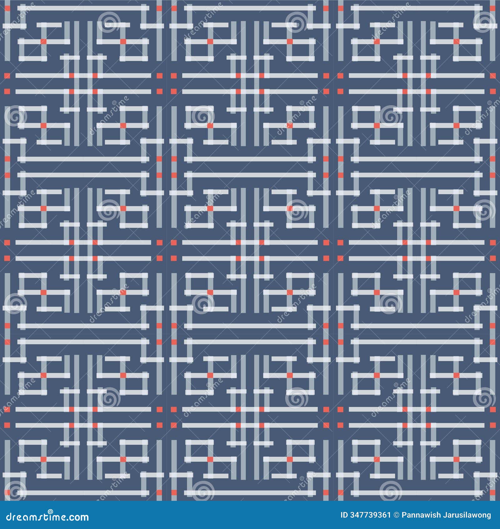 Japanese Maze Line Motif Vector Seamless Pattern Stock Illustration ...