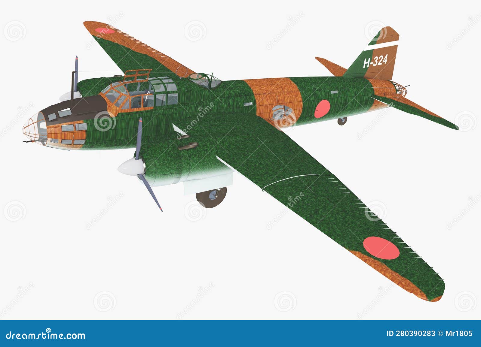 Japanese Medium Bomber of World War II Isolated on White Background ...