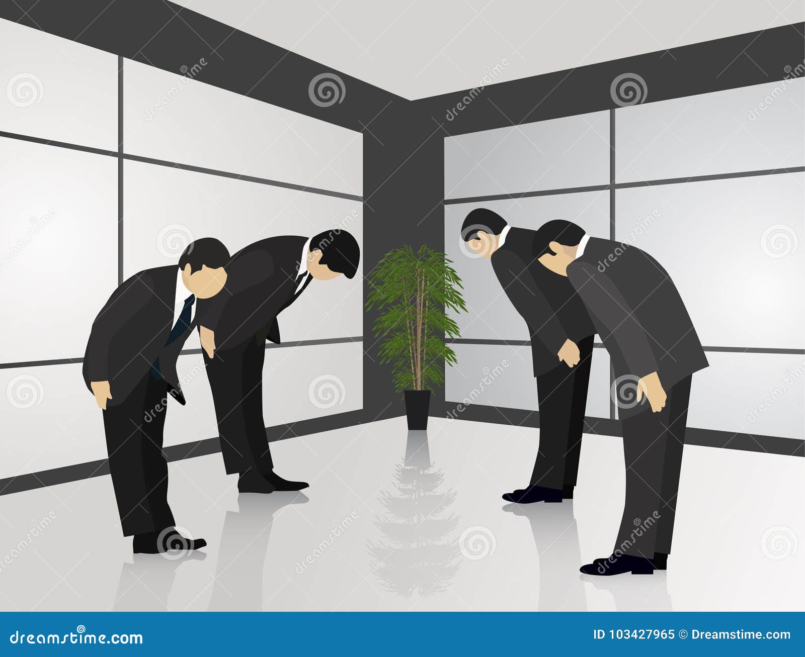 Eastern Traditions. Japanese Custom of Greeting with a Bow Stock Vector ...