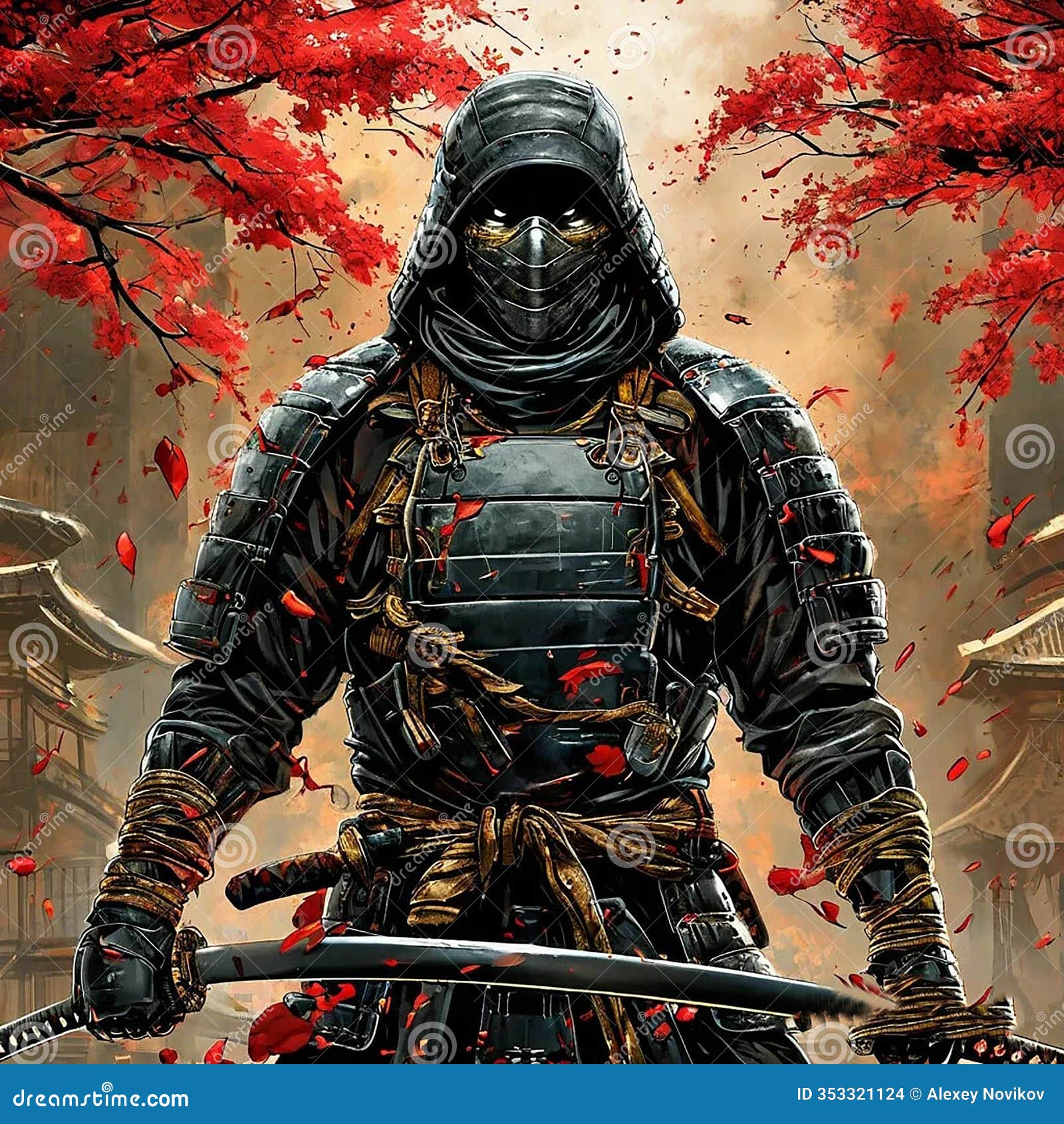 Japanese mercenary stock illustration. Illustration of clothing - 353321124