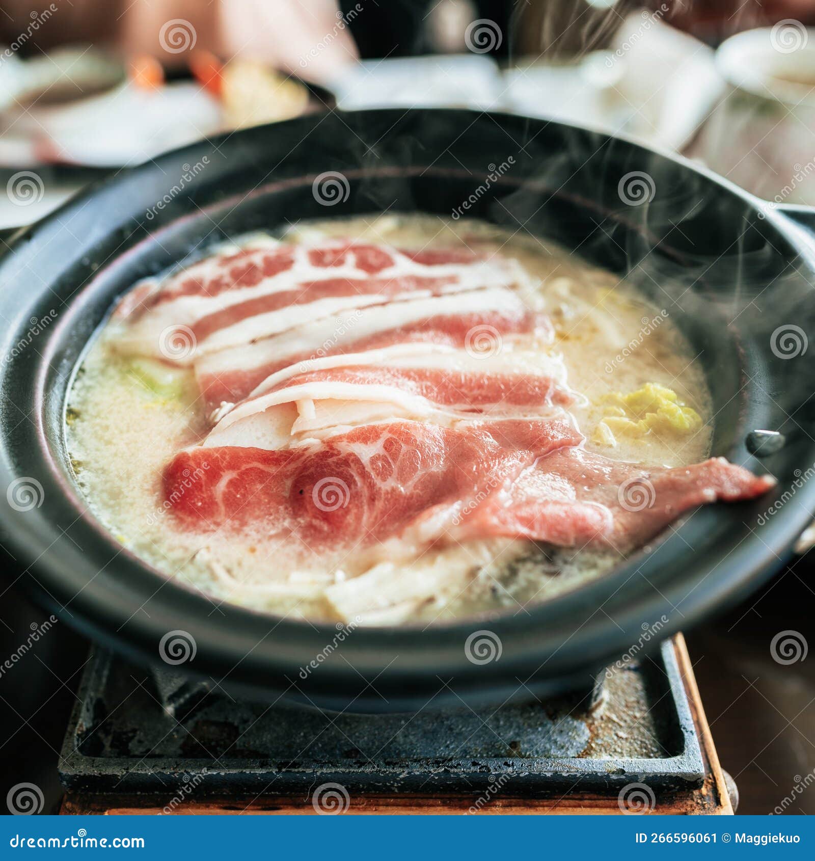 A Japanese Miso Hotpot Being Cooked Stock Image - Image of cabbage ...