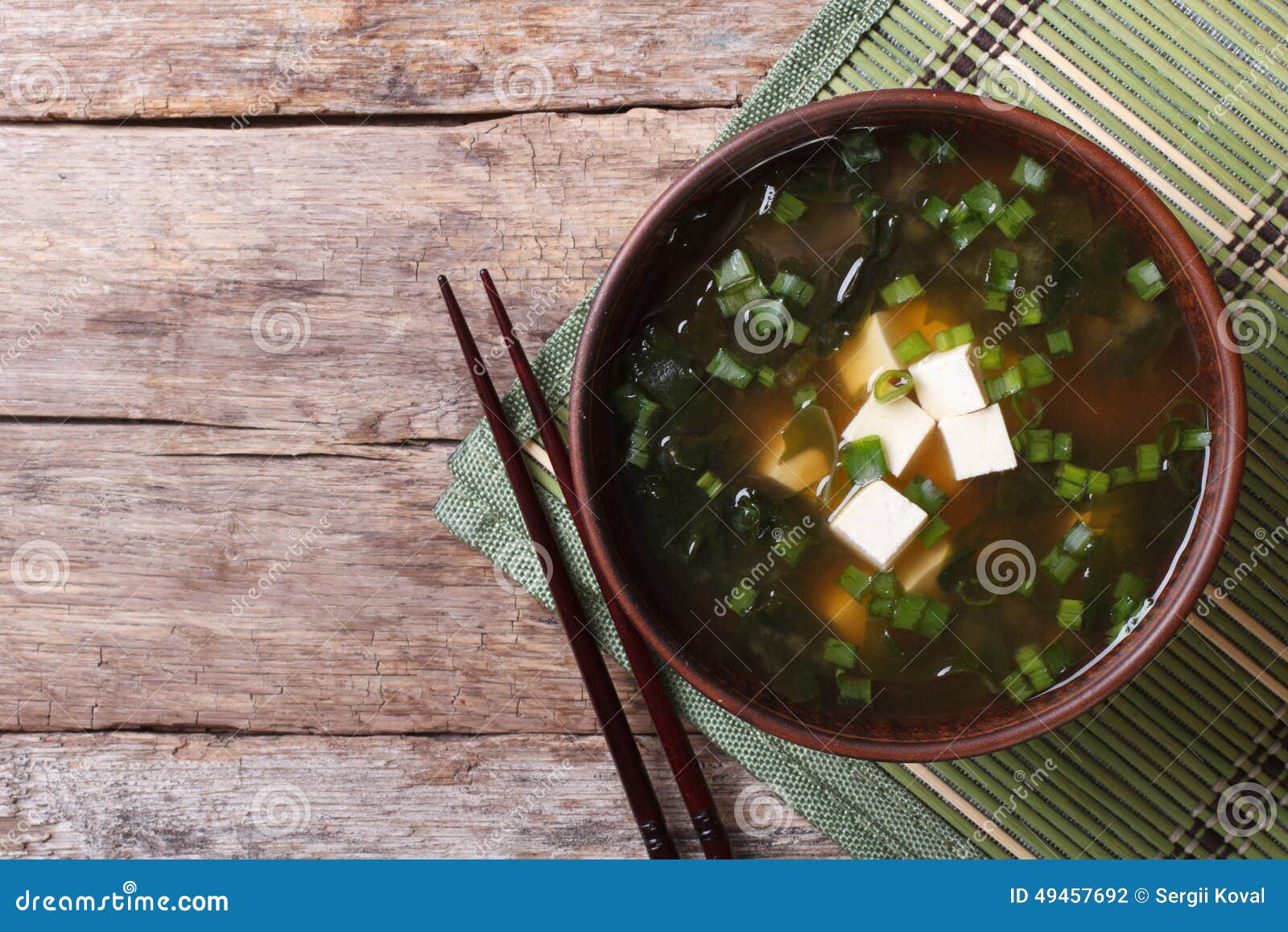 Japanese Miso Soup on the Table. Top View of a Horizontal Stock Photo ...