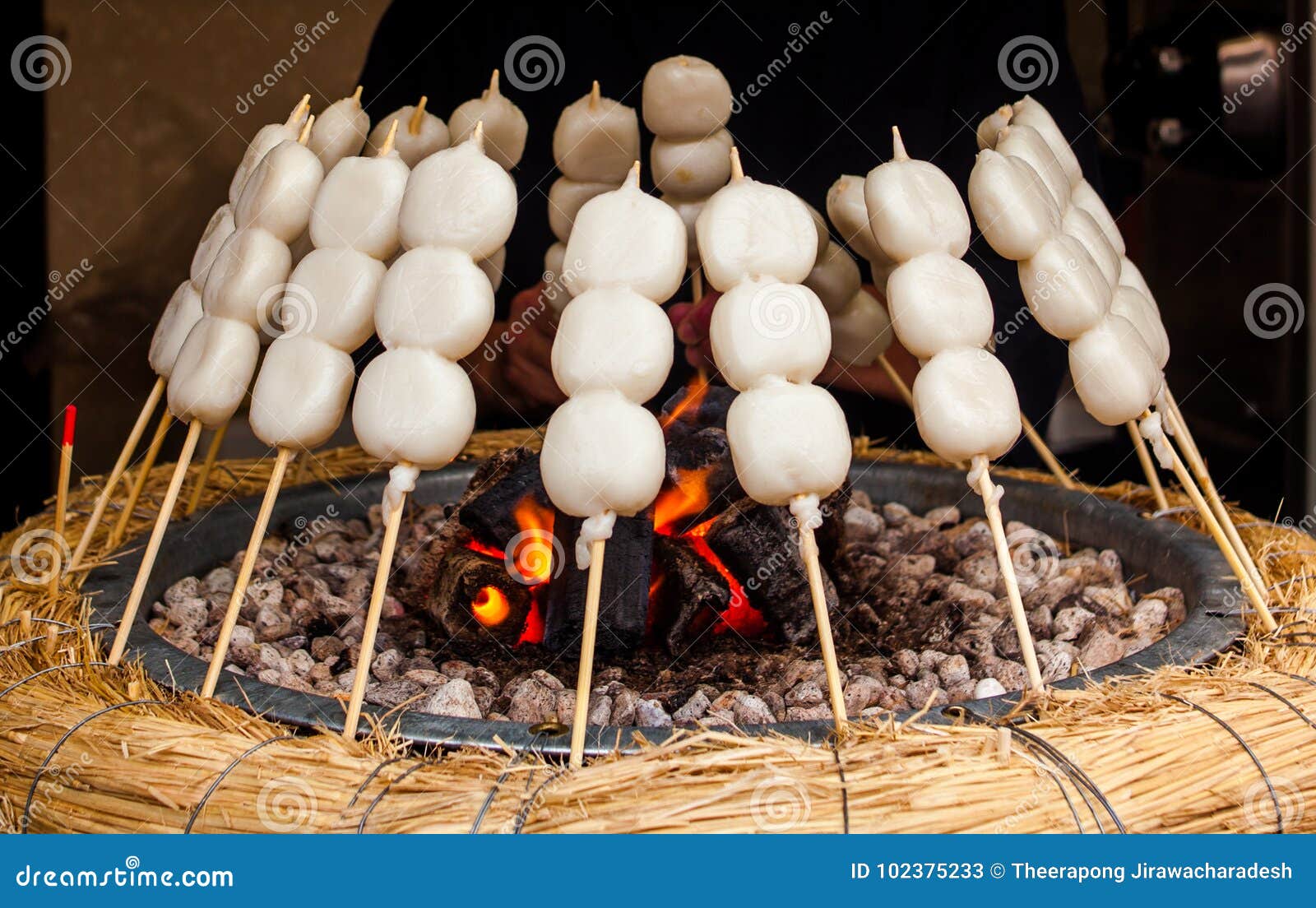 Mitarashi Dango on Fire stock image. Image of asia, mitarashidango ...