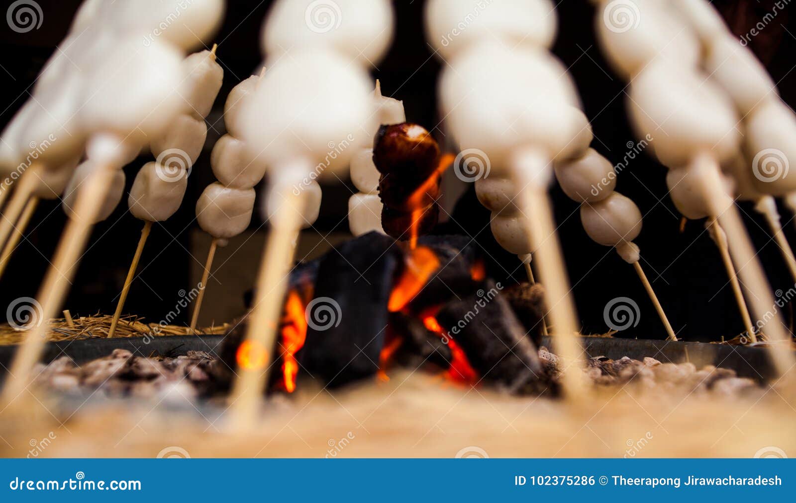 Mitarashi Dango on Fire stock photo. Image of healthy - 102375286
