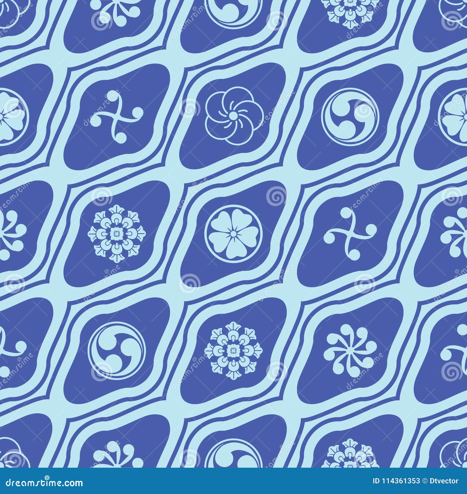Japanese Mon Diamond Shape Diagonal Seamless Pattern Stock Vector ...