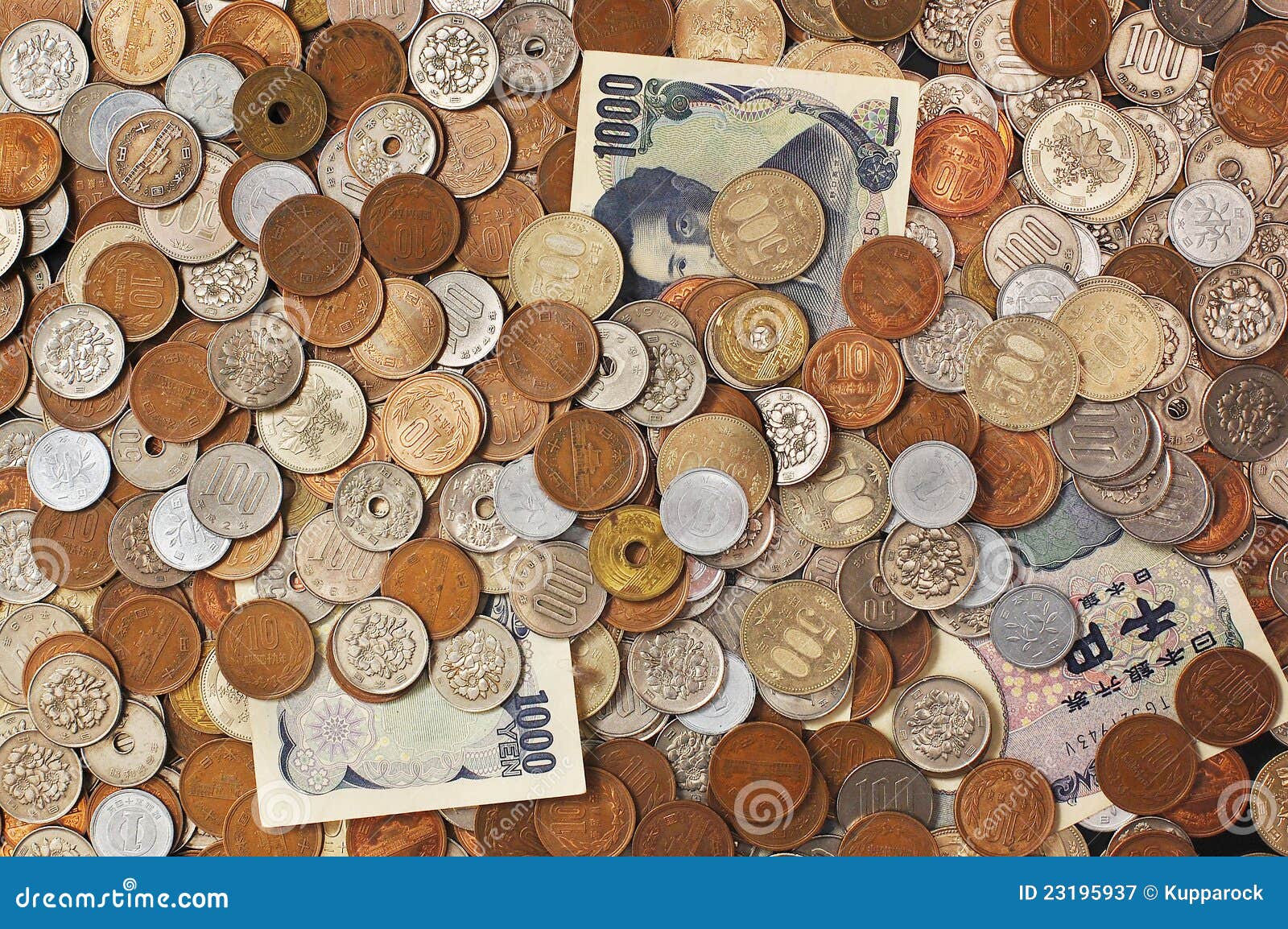Japanese money coins stock image. Image of currency, stack - 23195937