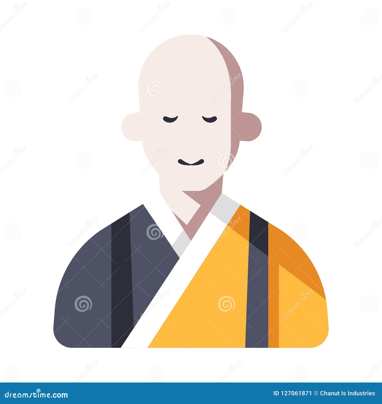 Japanese Monk Flat Illustration Stock Illustration - Illustration of ...